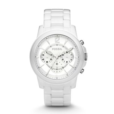 Grant Chronograph Ceramic White Watch - Fossil