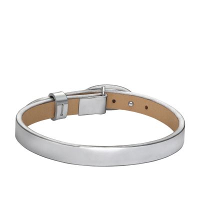 Diesel Silver Leather Stackable Bracelet DX1518040 Watch Station