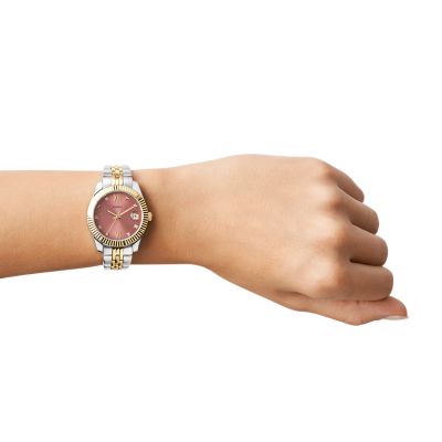 Fossil Scarlette Three-Hand Date Two-Tone Stainless Steel Watch - Big ...
