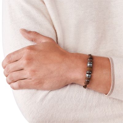 Bracelets Homme : Bracelets Doré, Acier et cuir - Fossil