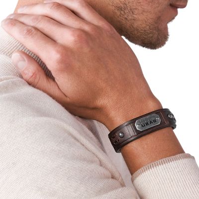 Bracelets Homme : Bracelets Doré, Acier et cuir - Fossil