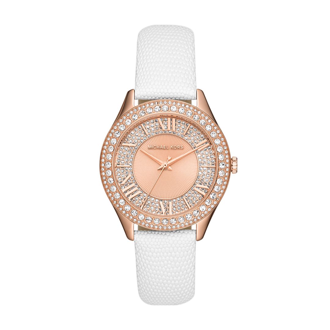 UPC 796483613119 - Michael Kors Women's Harlowe Three-Hand Lizard Watch - White | upcitemdb.com