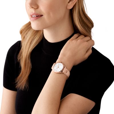 Michael Kors Slim Runway Three Hand Blush Leather Watch MK7467 Watch Station